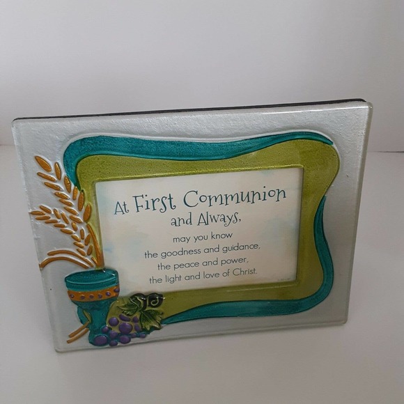 Accents | Vintage Glass First Communion Picture Frame Catholic Holy ...
